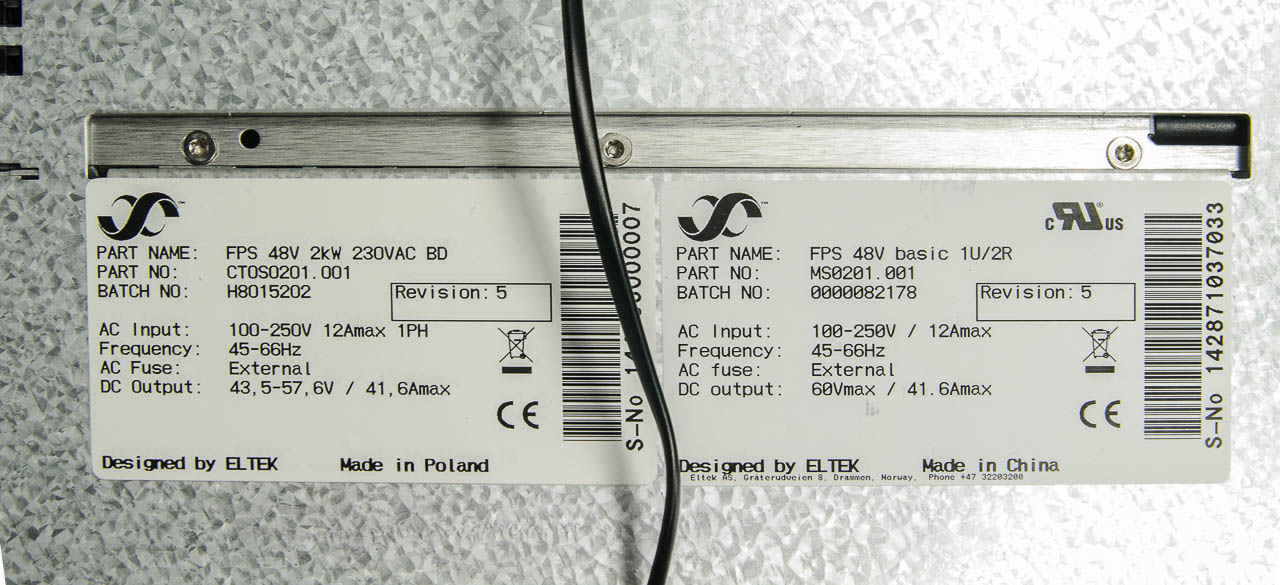 ELTEK Minipack 1U 48V 1.6kW telecommunications Power Supply